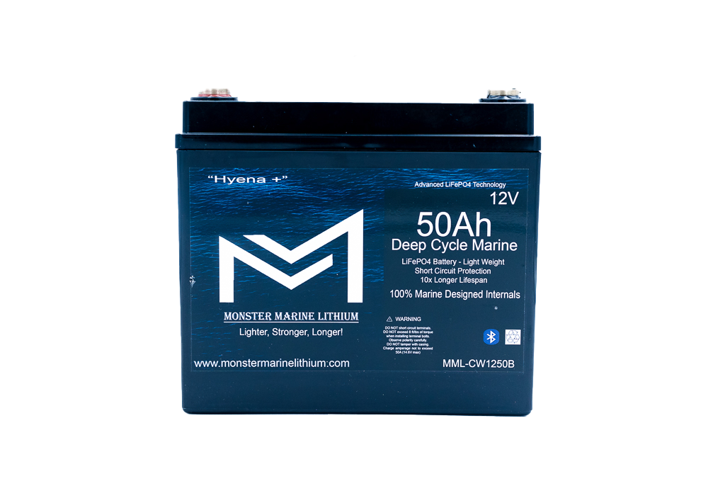 12v 50Ah Deep Cycle Lithium Marine Battery "Hyena" - Bluetooth - MML-C ...