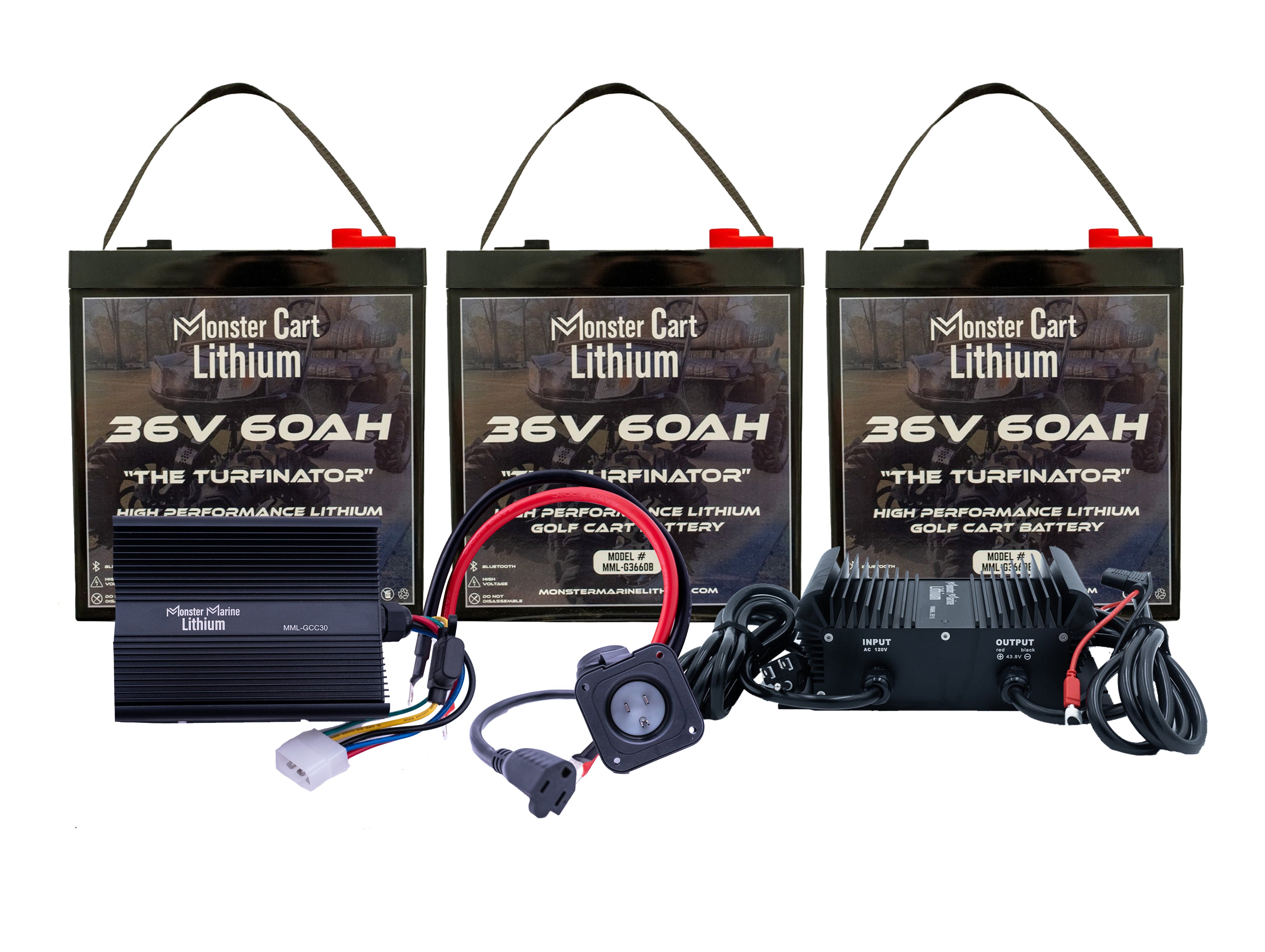 BIG BUNDLE 36v 180Ah- (3) 36V 60AH LITHIUM BATTERY & 36V 15A WATERPROO ...