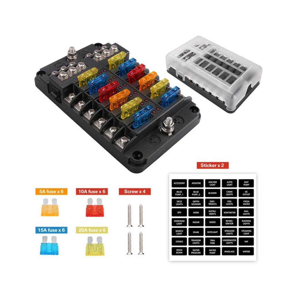 12 Way Fuse Block Panel – Monster Marine Lithium
