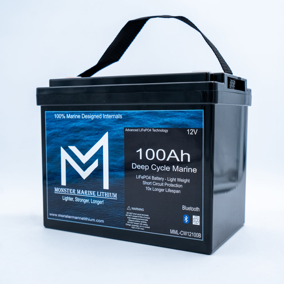 12v 100Ah Slim Series Bluetooth Deep Cycle Lithium Marine Battery Grou ...